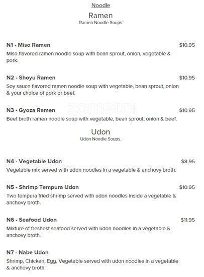 Menu at Kenzo restaurant, Murphy