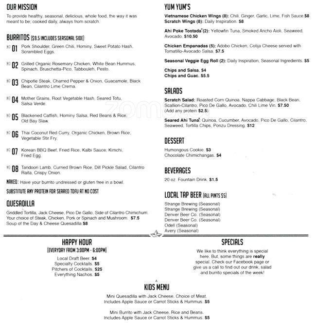 Scratch Burrito Menu, Menu for Scratch Burrito, Berkeley, Denver ...