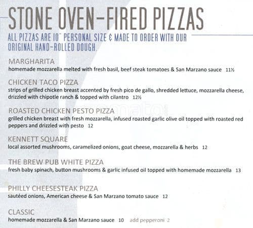 Menu at Manayunk Brewing Company pub & bar, Philadelphia, 4120 Main St
