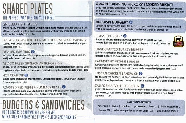 Menu at Manayunk Brewing Company pub & bar, Philadelphia, 4120 Main St
