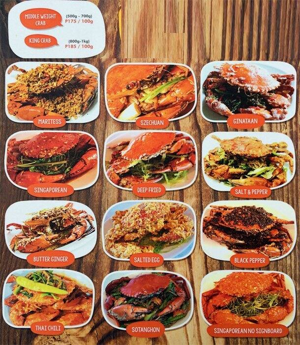 Menu at Seafood Island restaurant, Cebu City, SM Seaside City