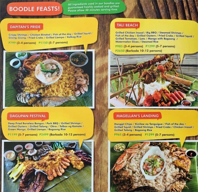 Menu at Seafood Island restaurant, Cebu City, SM Seaside City