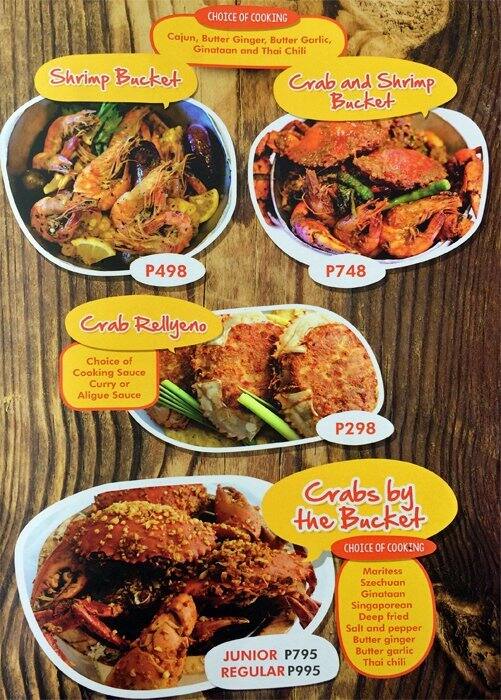 Menu at Seafood Island restaurant, Cebu City, SM Seaside City
