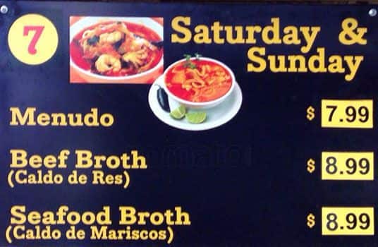 Menu at JD's Taqueria, Austin