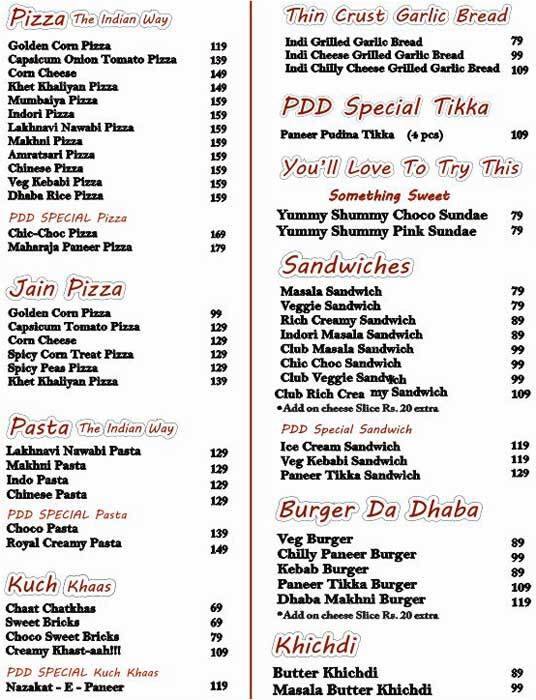 Pizza Da Dhaba Cafe Menu, Menu for Pizza Da Dhaba Cafe, Baner, Pune ...