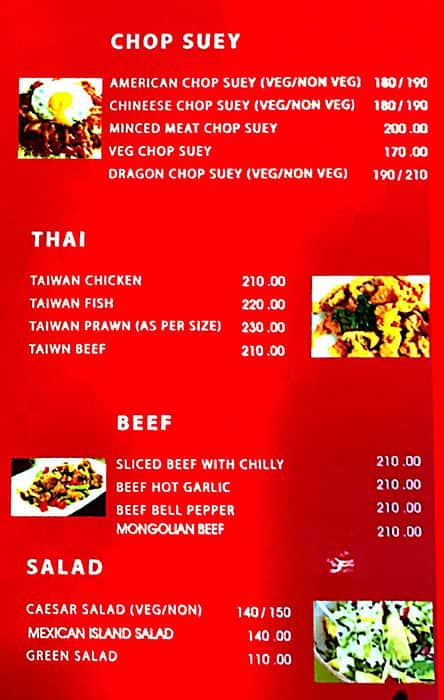 Menu at Hao Ming, Thrissur