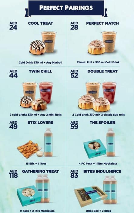 Cinnabon a Dubai: Foto del Menu con Prezzi - Zomato