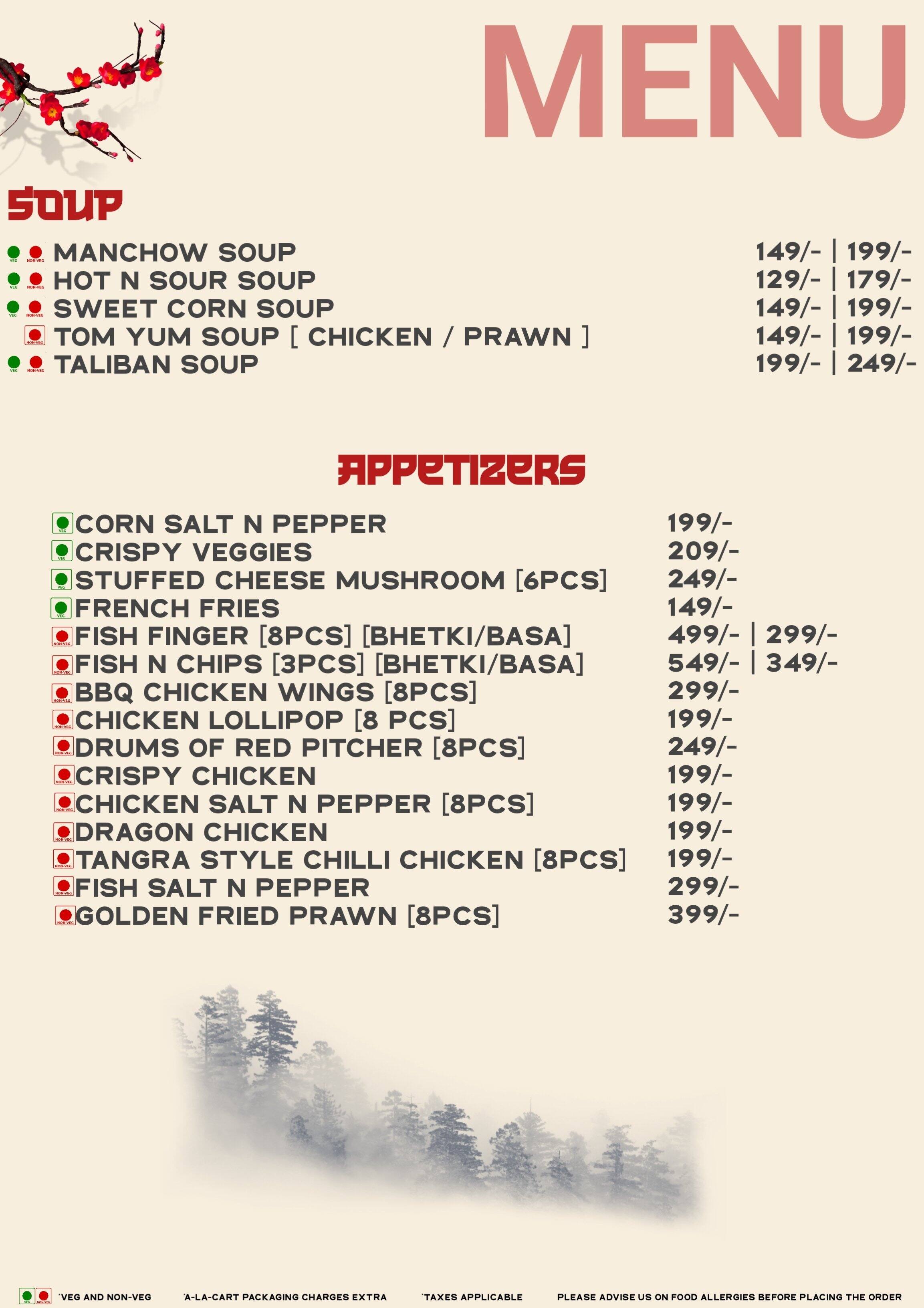 Menu of Red Pitcher Studio, Kalikapur, Kolkata