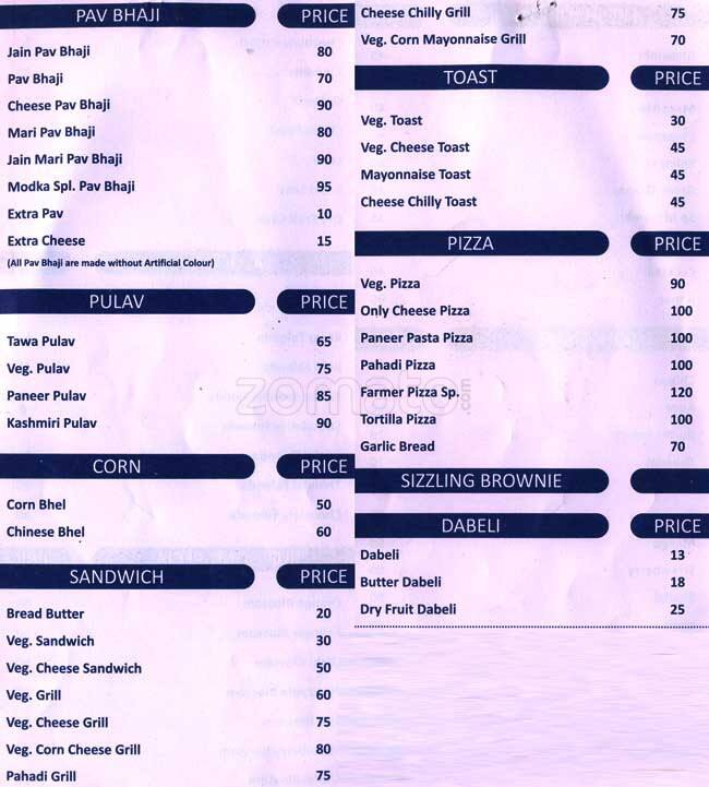 Menu at Modka Fast Food & Juices, Mumbai