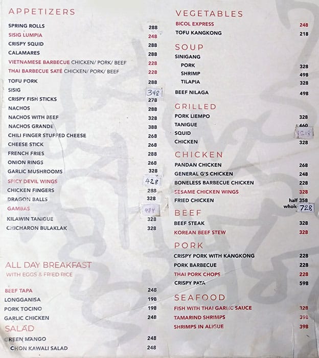 Menu at Graffiti pub & bar, Quezon City, Eastwood CityWalk1