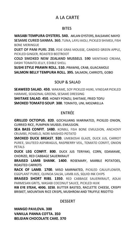 Menu at Ninyo Fusion Cuisine restaurant, Quezon City