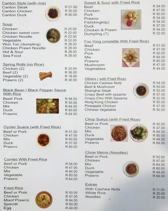 Menu at Kim Hua restaurant, New Redruth
