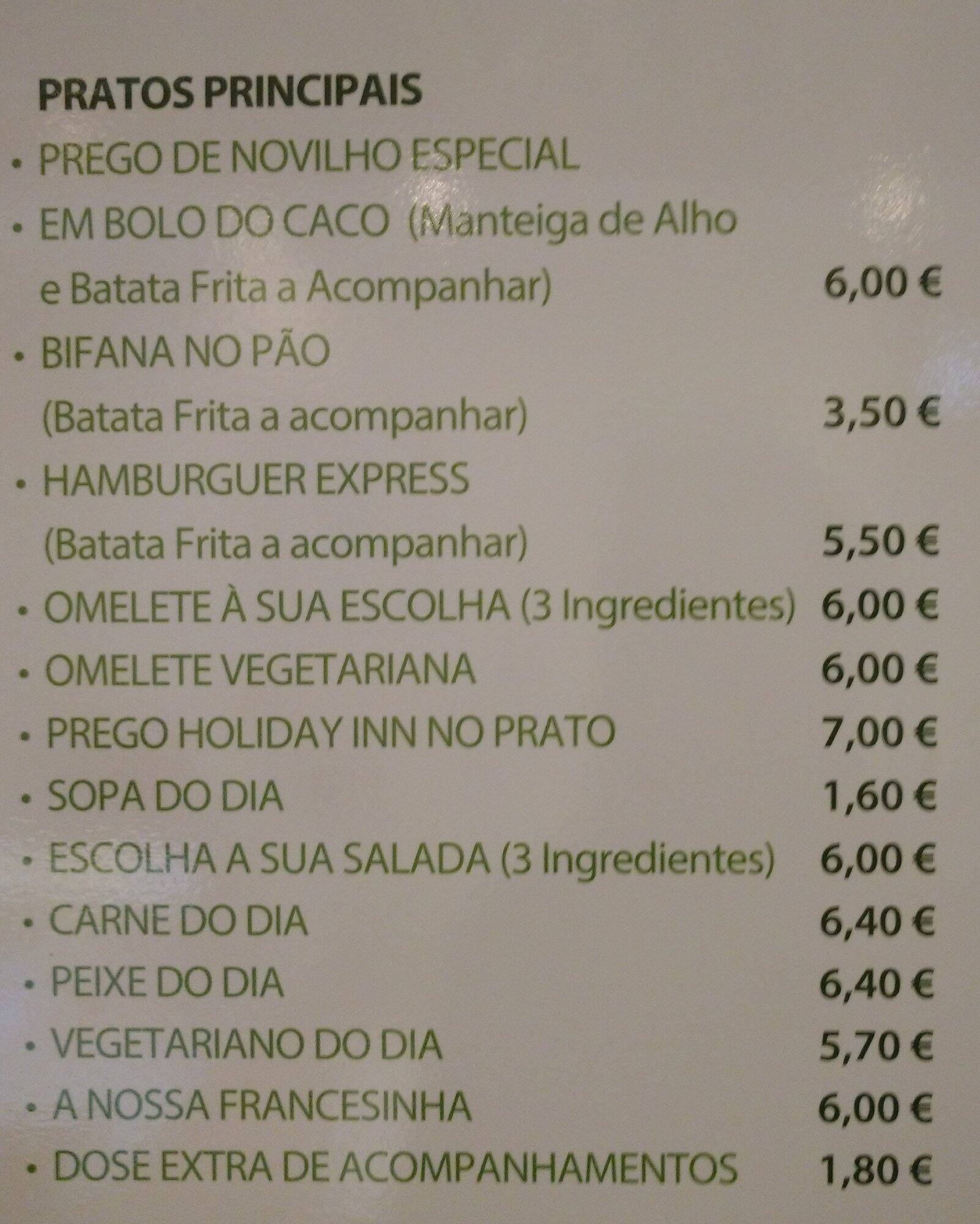 Menu em Restaurante Continental Coffee Shop - Holiday Inn Lisbon ...