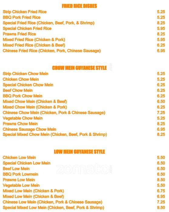 Menu at Parrot Nest restaurant, Toronto