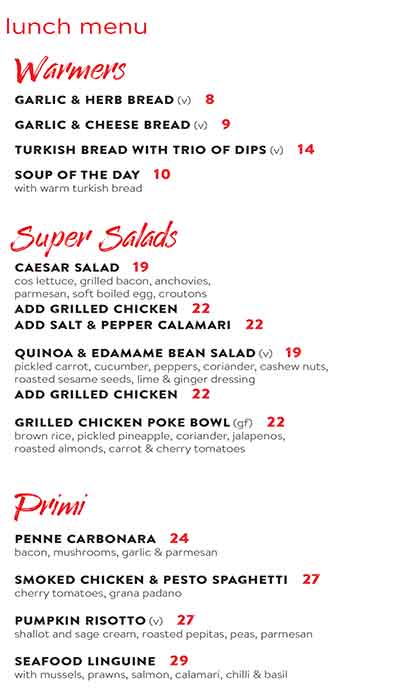 Menu at Hotel520 restaurant, Tarneit