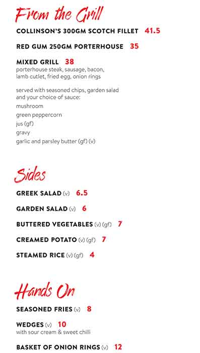 Menu at Hotel520 restaurant, Tarneit