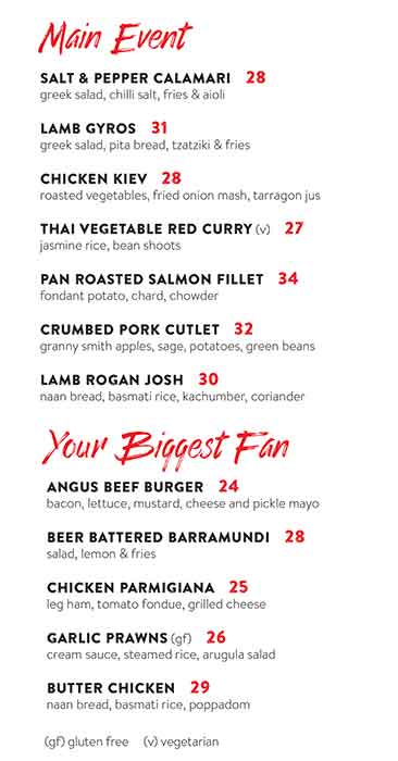 Menu at Hotel520 restaurant, Tarneit