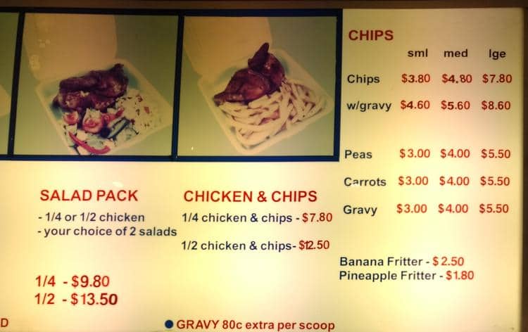 Menu at Charcoal Chicken restaurant, Camberwell