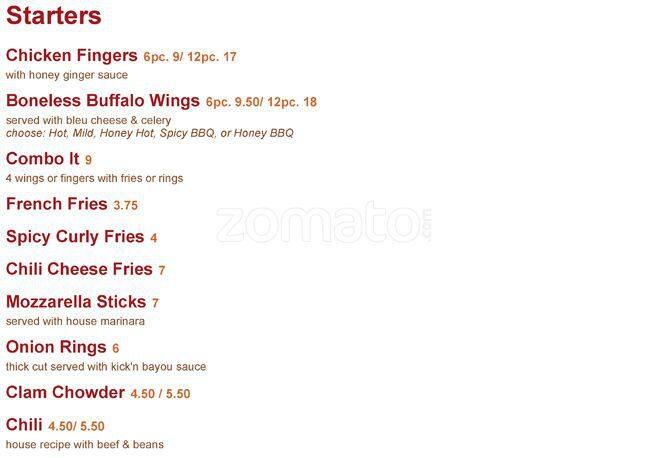 Menu at The Real Deal pizzeria, Boston, 736 Centre St