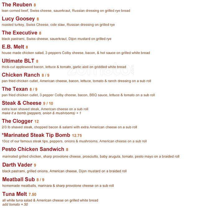 Menu at The Real Deal pizzeria, Boston, 736 Centre St