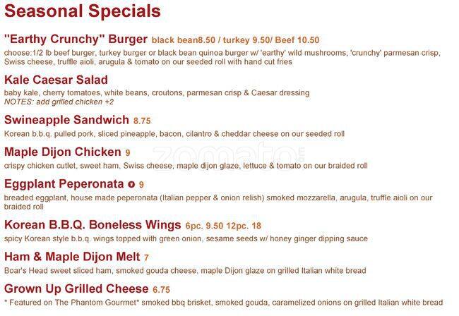 Menu at The Real Deal pizzeria, Boston, 736 Centre St