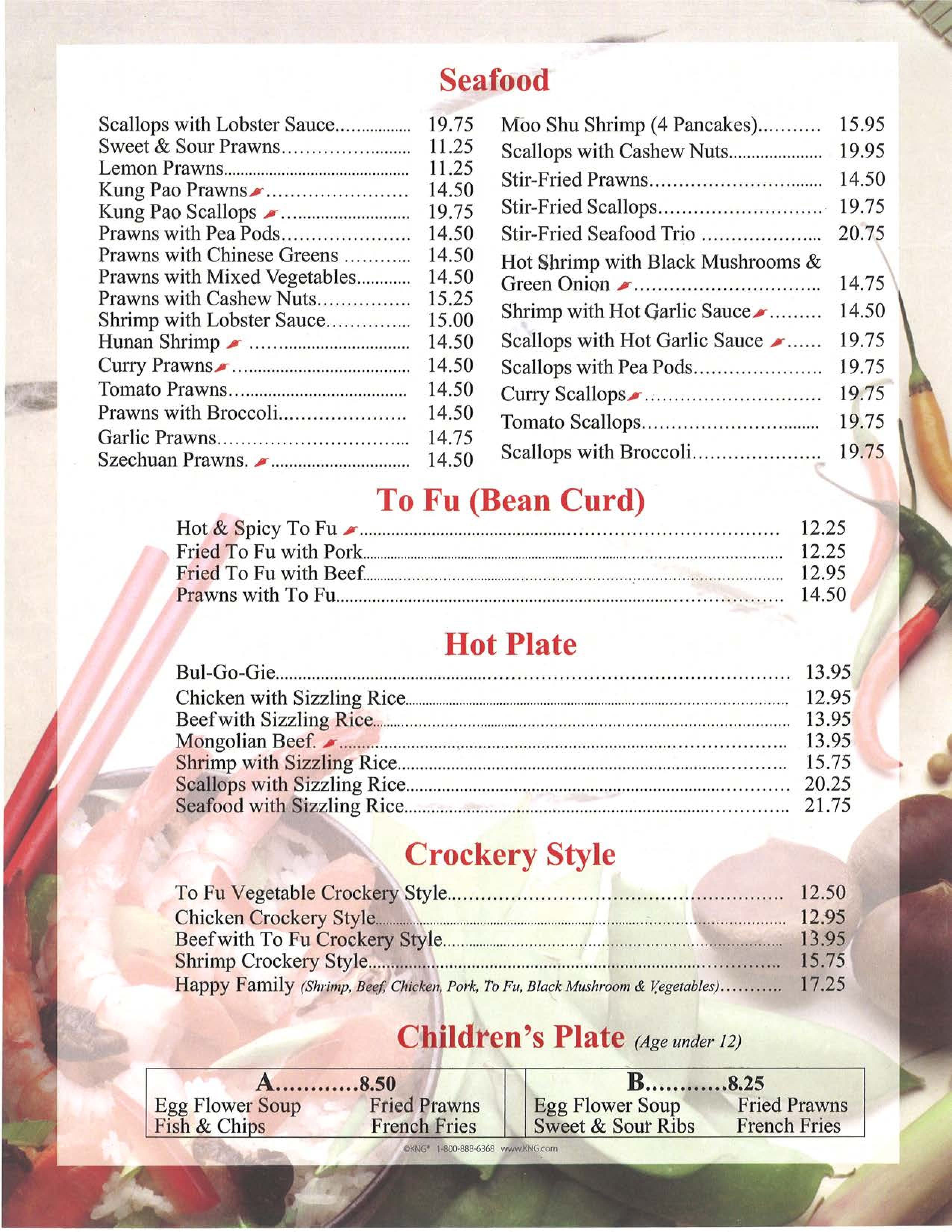 Menu at Lai Lai Garden Chinese Restaurant, Airway Heights