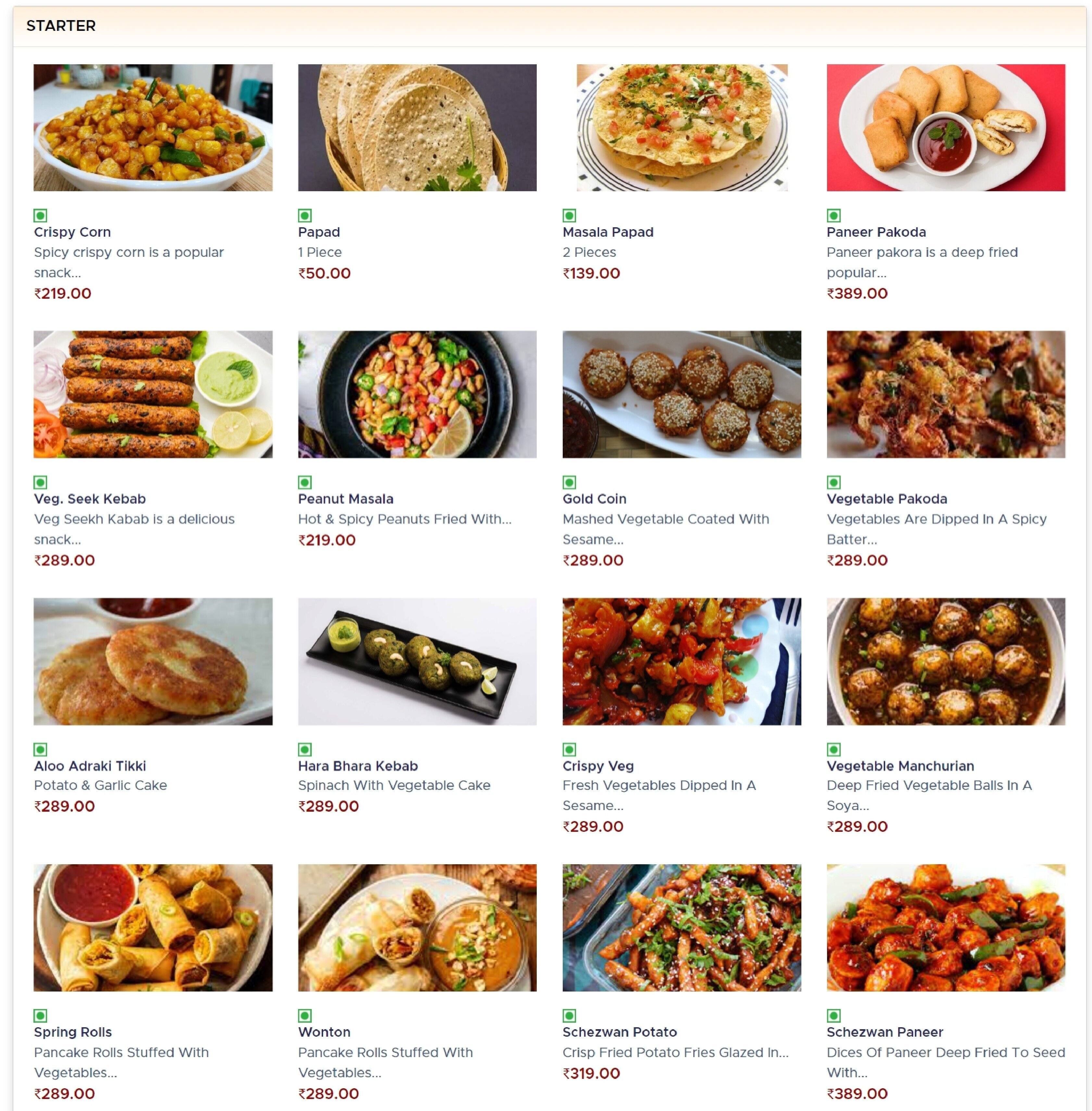 Menu of Peacock Restaurant, City Centre, Udaipur