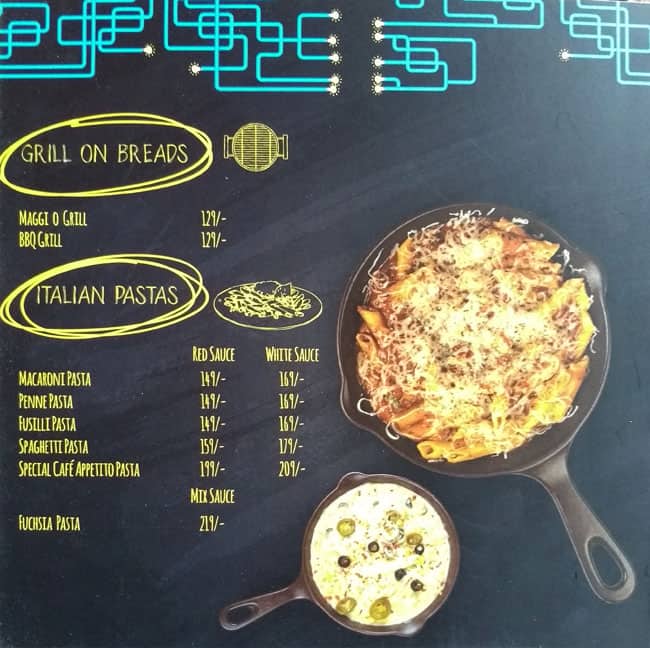 Menu at Cafe Appetito, Vadodara, 17/18