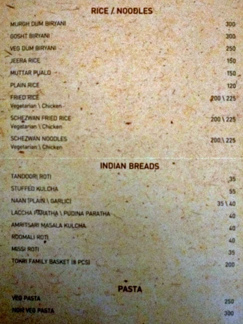 Menu at Royale Treat, Raipur