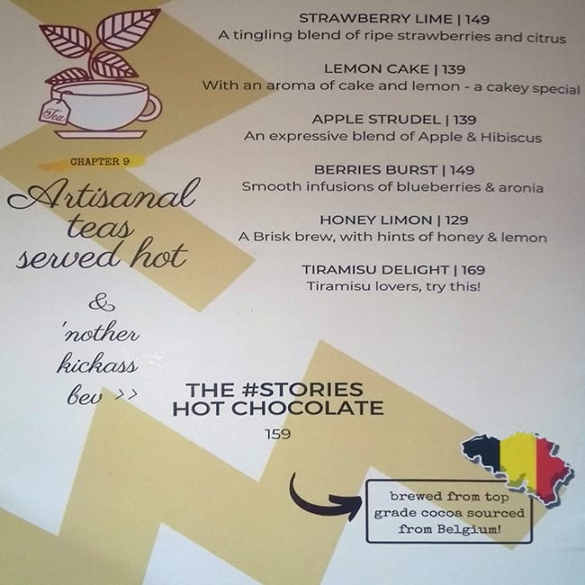 Menu at #Stories Library Cafe, Chennai