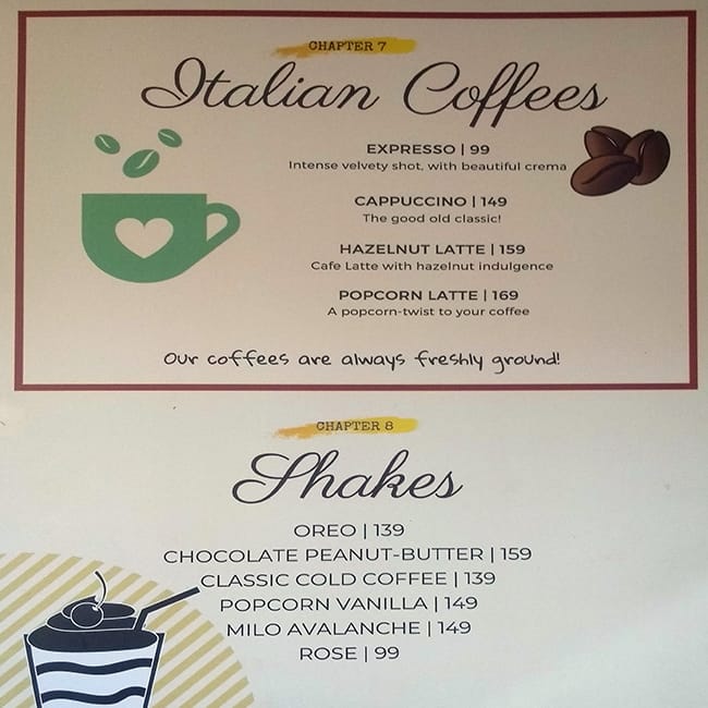 Menu at #Stories Library Cafe, Chennai