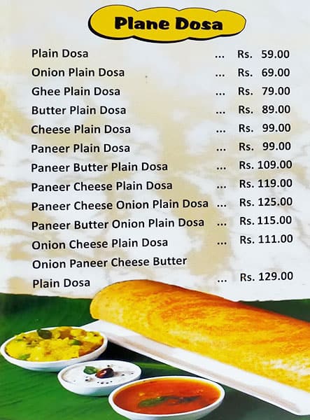 Menu of New Maa Kali South Indian Food Centre, Kalikapur, Kolkata