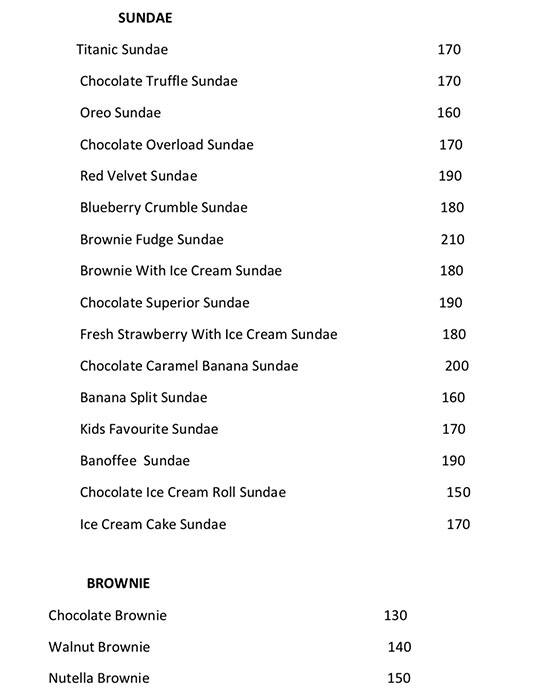Menu of Dessert Dash, HSR, Bangalore