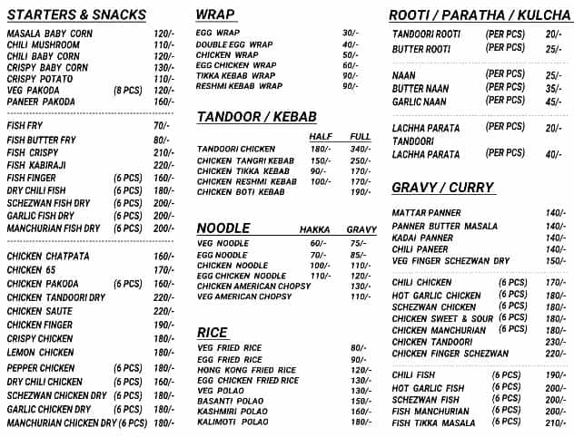 Menu of Som's Food Court, Sodepur, Kolkata