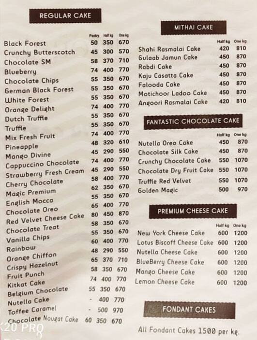 Menu of The Cake World, Kalyan, Thane