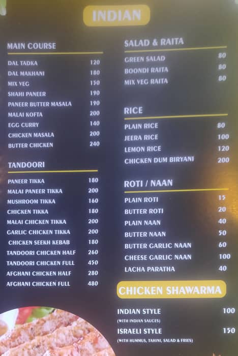 Menu at Rishi's House Old Manali, Manali