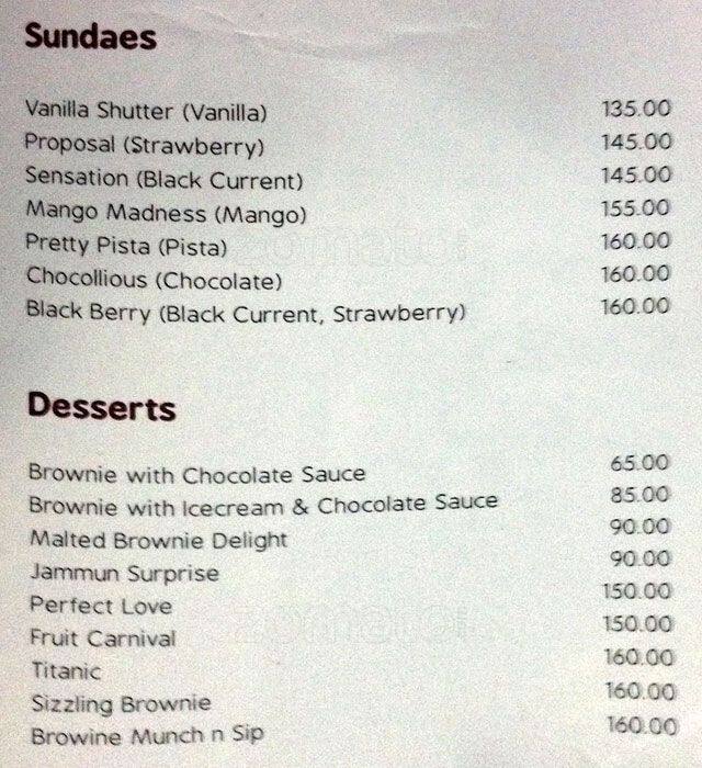 Menu at Eskimos Restaurant, Coimbatore
