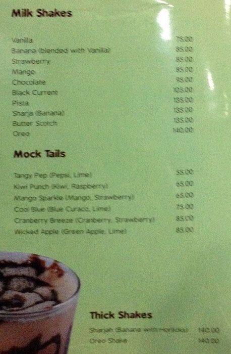 Menu at Eskimos Restaurant, Coimbatore