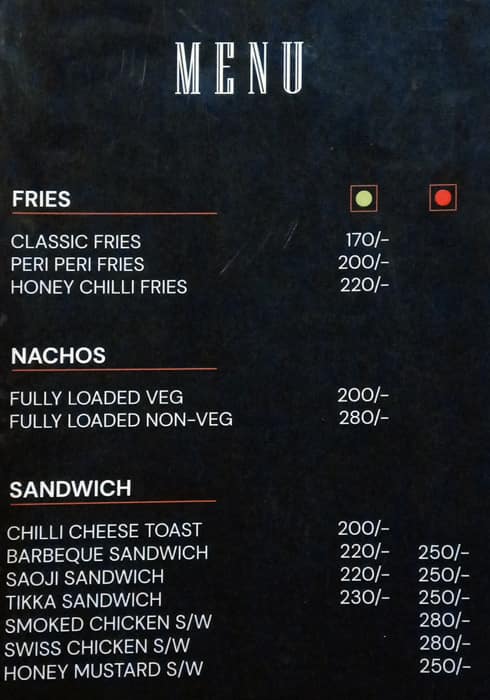 Menu of The Locals Bar & Cafe, Sadar, Nagpur