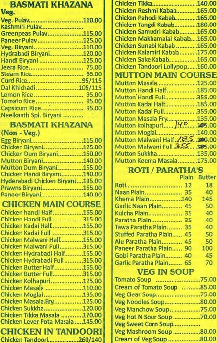 Menu at Neelkanth Hotel, Thane, 6XC6+F5M