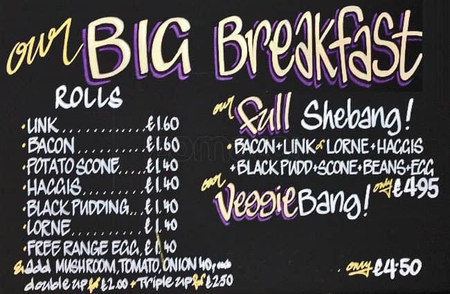 Fair Trade Coffee Shop Menu, Menu for Fair Trade Coffee Shop, Leith ...