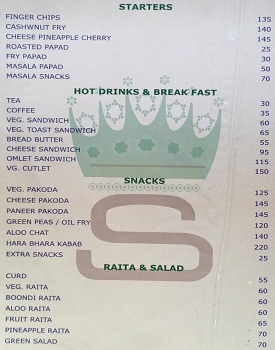 Menu of Hotel Shipra Restaurant & Bar, Chinchwad, Pune