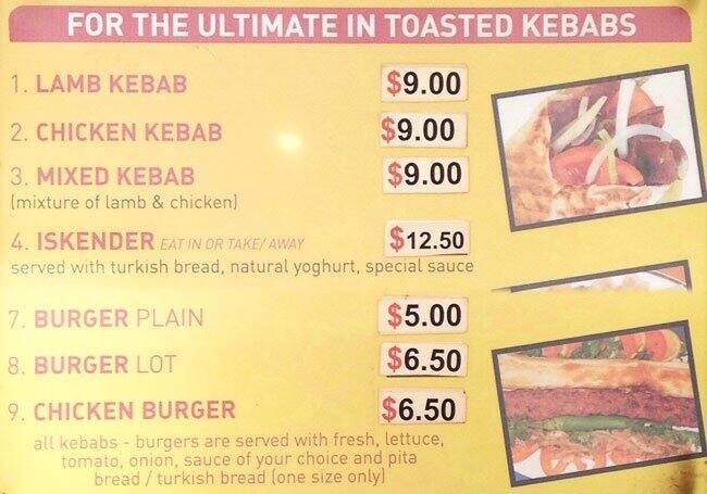 Menu at Pit Stop Kebabs & Restaurant, Brunswick