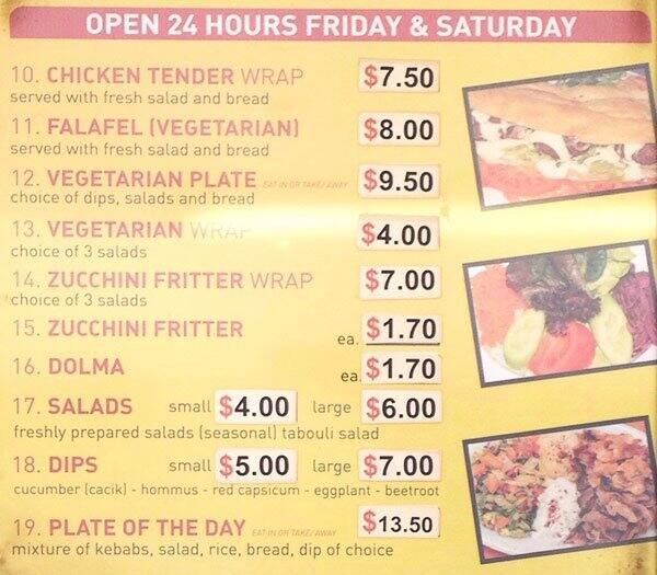 Menu at Pit Stop Kebabs & Restaurant, Brunswick