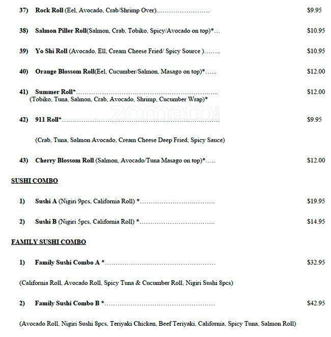 Menu at Flying Fish restaurant, Tacoma