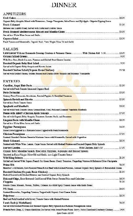 Menu at Barefoot Cafe, Fairfax