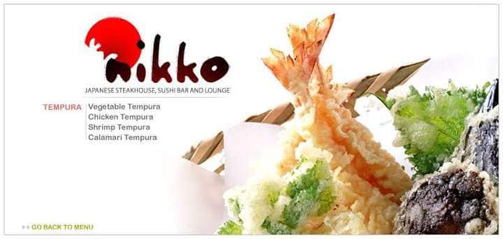 Menu at Nikko Japanese Steakhouse, Tyrone