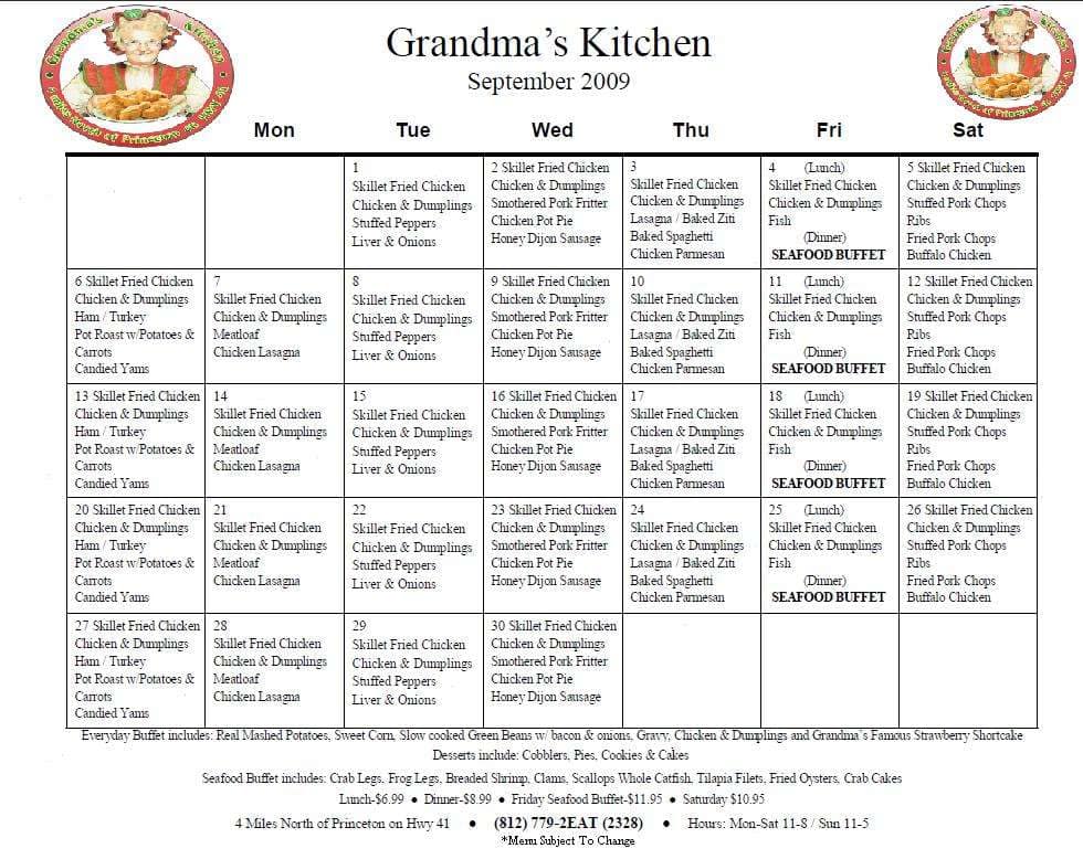 Grandma's Kitchen Menu, Menu for Grandma's Kitchen, Princeton ...