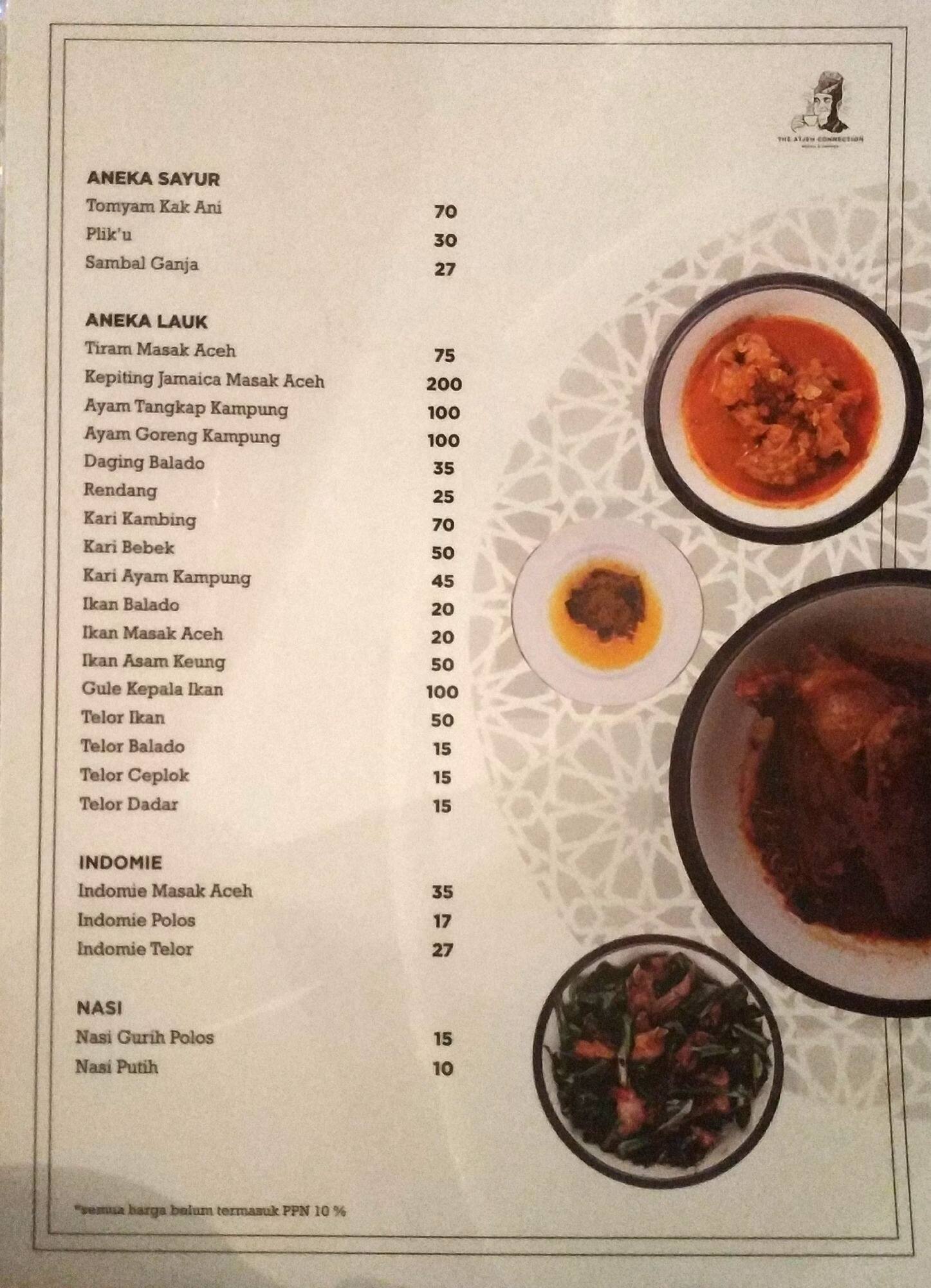 Carta del café The Atjeh Connection Resto & Coffee, Yakarta, Slipi ...