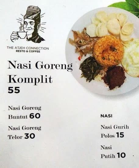 Menu at The Atjeh Connection Sabang cafe, Jakarta